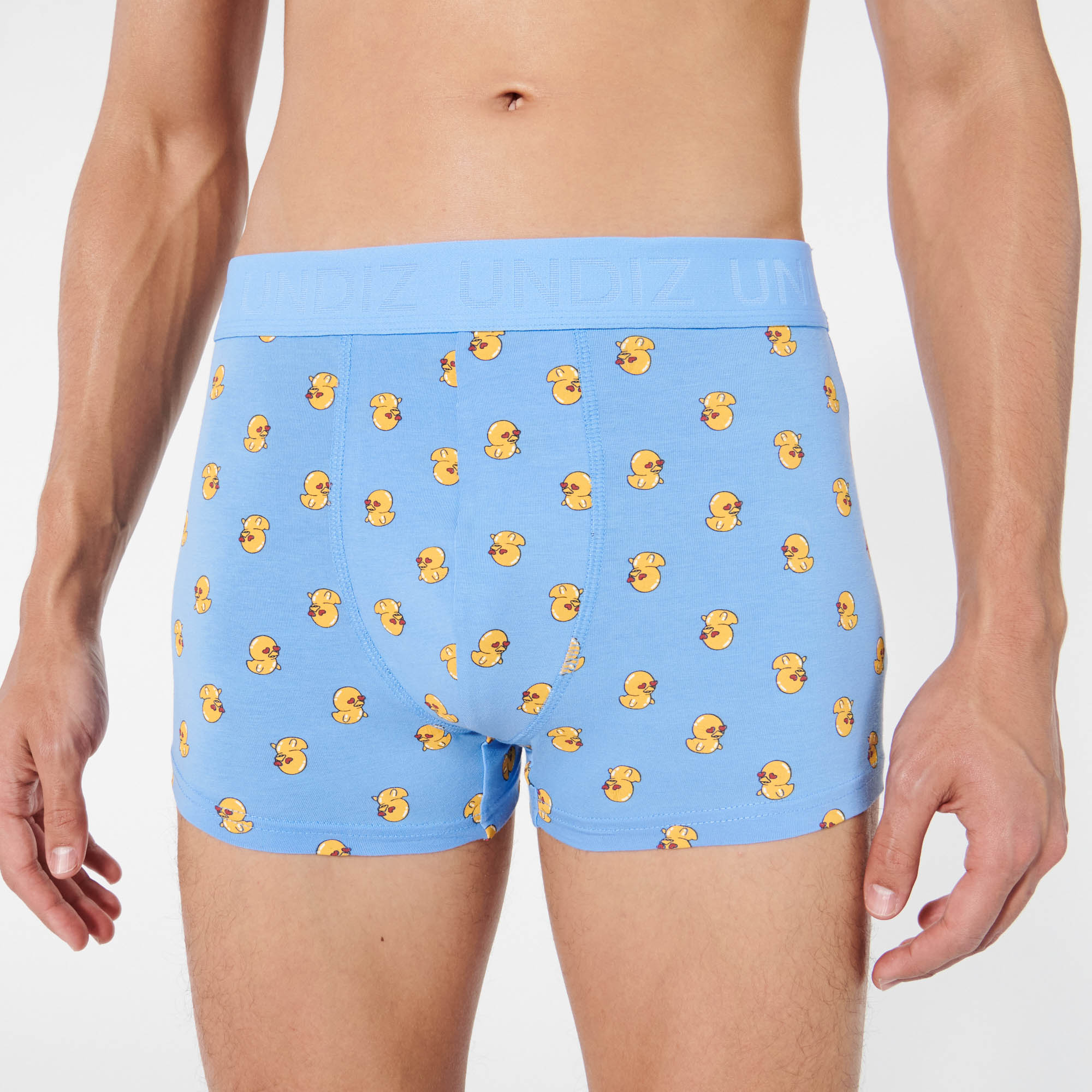 Boxer à motifs canards en coton - bleu clair - Undiz