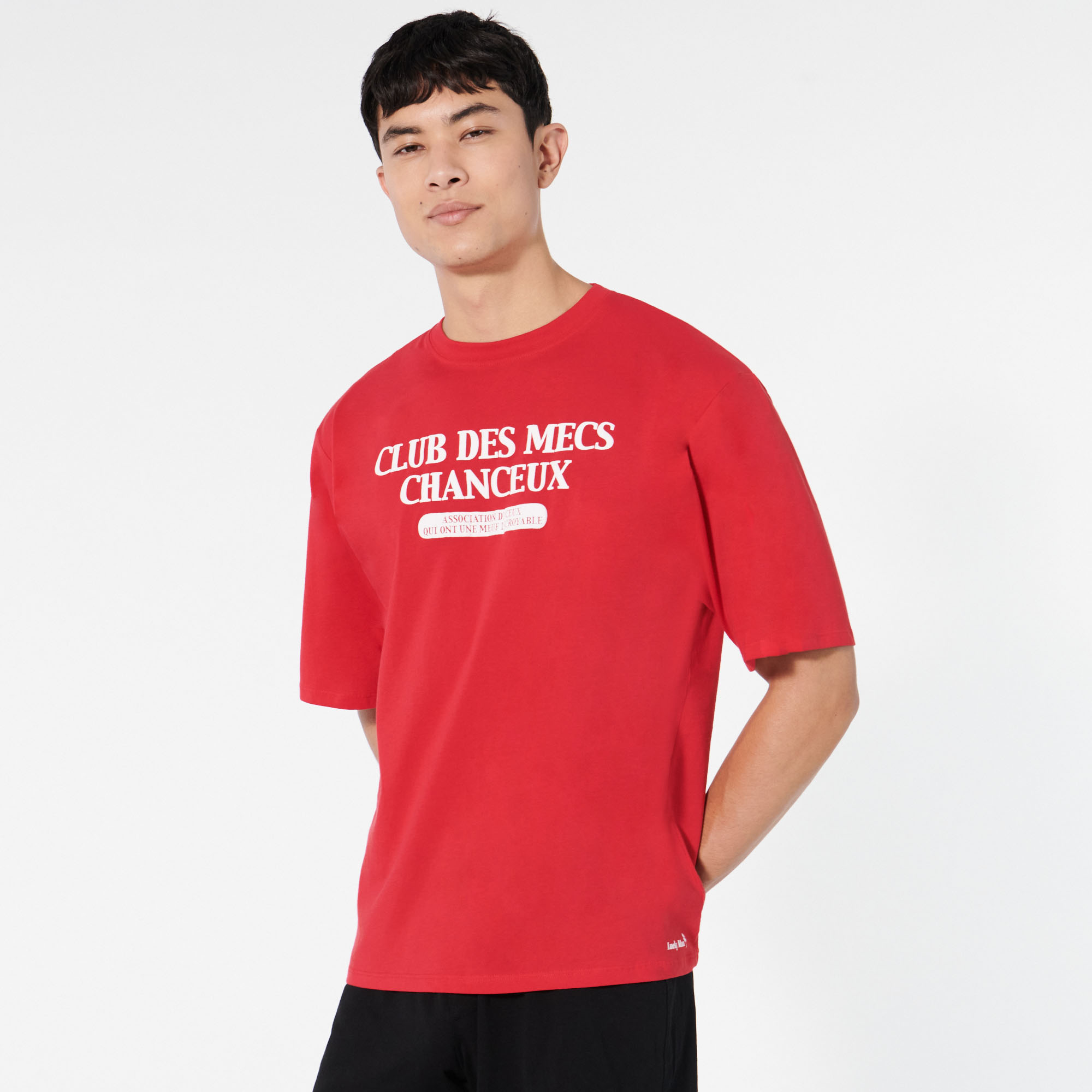 Tee-shirt en coton à message - rouge - Undiz